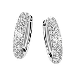 Firetti Damen Paar Creolen "Schmuck Geschenk Silber 925 Ohrschmuck Pavé-Optik glitzernd", Silber 925 (Sterlingsilber), silber, Silber 925