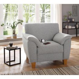 Sessel Home Affaire, B:101cm H:87cm T:88cm, silber, Struktur ( 100% Polyester);Struktur fein ( 100% Polyester);Luxus-Microfaser (100% Polyester),