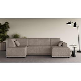 Wohnlandschaft Home Affaire, B:296cm H:80cm T:162cm, grau, 100% Polyester, Sofas, "TAMMO", U-Form