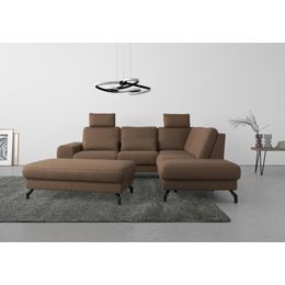 Sit & More Ecksofa SIT & MORE, B:260cm H:88cm T:226cm, braun, Wohnzimmer, Sofas, "Cinturo L-Form", inklusive Sitztiefenverstellung und Federkern, Sitzhöhe 45 cm