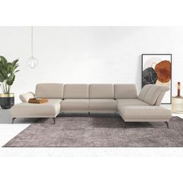 Wohnlandschaft Inosign, B:382cm H:88cm T:242cm, beige, 100% Polyester, Sofas, "Coco U-Form", Sitztiefen-, Arm- und Kopfteilverstellung, Cord-Bezug,