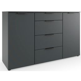 Kombikommode wimex, B:135cm H:84cm T:41cm, grau, Spanplatte, Schlafzimmer, Sideboards, "Level by fresh to go", 2-t&uuml;rig mit 4 Schubladen, soft-close