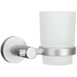 Zahnputzbecher Kleine Wolke, B:6,7cm H:9,5cm L:6,7cm, silber, Aluminium, Glas, Zahnputzbecher, "Apollo", Glas/Aluminium