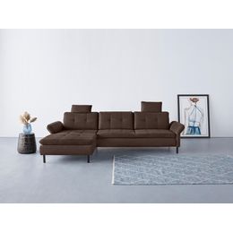 Ecksofa Inosign, B:267cm H:83cm T:174cm, braun, 100% Polyester, Wohnzimmer, Sofas, "Birkholm L-Form", Armlehnverstellung, auch in Easy Clean Bezug -