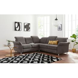 Sit & More Ecksofa SIT & MORE, B:249cm T:229cm, braun, Wohnzimmer, Sofas, "Darwin L-Form", inklusive Federkern, wahlweise mit Kopfteilverstellung, Bettfunktion