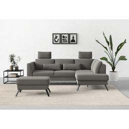 Sit & More Ecksofa SIT & MORE, B:254cm H:88cm T:188cm, grau, Wohnzimmer, Sofas, "Lindholm L-Form", mit Sitztiefenverstellung und Federkern