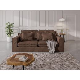 4-Sitzer Home Affaire, B:240cm H:94cm T:146cm, braun, 92% Polyester, 8% Nylon, Sofas, "ALISSAS mit vielen Kissen, Biesen an den Kissen", Hussenoptik,