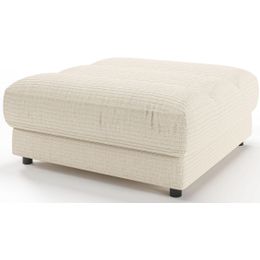 Polsterhocker 3C CANDY, B:100cm H:43cm T:100cm, beige, 100% Polyester, Hocker, "Stripes", Passend zur Serie Stripes, Chenille-Bezug