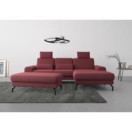 Sit & More Ecksofa SIT & MORE, B:283cm H:91cm T:175cm, rot, Wohnzimmer, Sofas, "Cinturo L-Form", inklusive Sitztiefenverstellung und Federkern, Sitzhöhe 48 cm