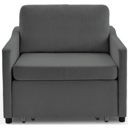 XXL-Sessel, B:93cm H:85cm T:92cm, grau, ATLANTIC HOME COLLECTION, Sessel, "Anella", mit Cord-Bezug, mit Schlaffunktion, frei im Raum stellbar