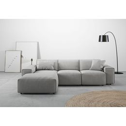 Ecksofa Andas, B:264cm H:71cm T:191cm, grau, 100% Polyester, Wohnzimmer, Sofas, "Glimminge L-Form auch in Breitcord, Feincord + Easy care-Bezug",