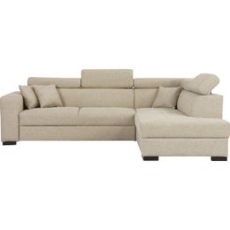 Ecksofa Home Affaire, B:267cm H:95cm T:198cm, beige, Struktur fein (100% Polyester);Struktur (100% Polyester);Samtstruktur (100% Polyester),