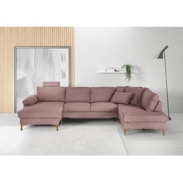 Wohnlandschaft 3C CANDY, B:339cm H:86cm T:220cm, rosa, 95% Polyester, 5% Nylon, Sofas, "Lecce, wahlweise PUR-Schaumstoff oder Tonnentaschenfederkern