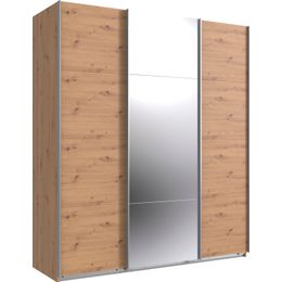 Schwebetürenschrank wimex, B:180cm H:210cm T:64cm, braun, Spanplatte, Schränke, "Norderstedt", INKLUSIVE 2 Stoffboxen und 2 zusätzliche Einlegeböden,