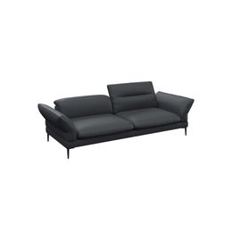 3-Sitzer FLEXLUX, B:248cm H:88cm T:105cm, schwarz, 100% Echtleder, Sofas, "Salino, Funktionssofa, Relaxsofa", Sofa mit Arm- und