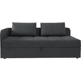 Schlafsofa Alina, B:205cm H:73cm T:95cm, grau, Chenille EQE (100% Polyester), Kinderzimmer, Sofas, "Marla", inkl. Stauraum & 2 Rückenkissen, Armlehne