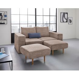 2,5-Sitzer, B:192cm H:96cm T:107cm, beige, LOOKS by Wolfgang Joop, Sofas, "Looksv", Verwandlungssofa: aus Sofa wird Sofa mit 2 Hockern
