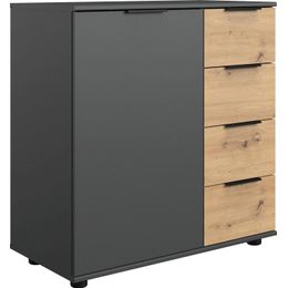Kombikommode wimex, B:81cm H:83cm T:41cm, grau, Holzwerkstoff, Schlafzimmer, Sideboards, "Gibraltar", in 2 Breiten