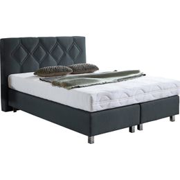 Boxspringbett, B:155cm L:210cm, grau, Westfalia Schlafkomfort, Bezug Bett: Microvelours (100% Polyester) oder Feinstruktur (100% Polyester);Bezug