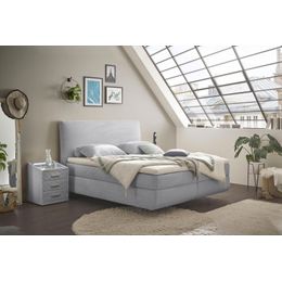 Boxspringbett, B:185cm L:216cm, grau, ED EXCITING DESIGN, 92% Polyester, 8% Nylon, Komplettbetten, "Marbella", Duo-Matratze- harte Kokosmatte, weiche
