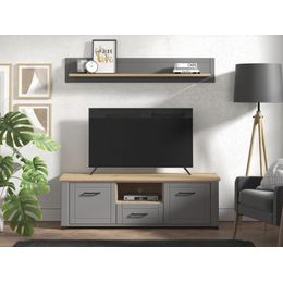TV-Board Home Affaire, B:147cm H:47,5cm T:41cm, grau, MDF, Spanplatte, Sideboards, "Valencia"