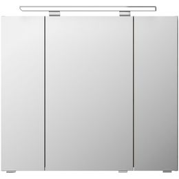 Badezimmerspiegelschrank SAPHIR, B:80cm H:73,8cm T:17cm, grau, Spanplatte, Schr&auml;nke, "Serie 4010 Badezimmer-Spiegelschrank inkl. LED-Aufsatzleuchte",