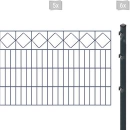 Arvotec Doppelstabmattenzaun "ESSENTIAL 80 zum Einbetonieren "Karo" mit Zierleiste", H/L: 80cm x 10m, Pfosten: 6 Stk., grau, Zaunelemente, Zaunh&ouml;he