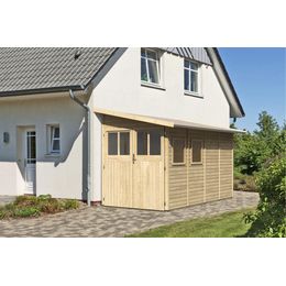 Gartenhaus Karibu, beige, Holzwerkstoff, Gartenhäuser, "Wurmberg 4", terragrau oder naturbelassen