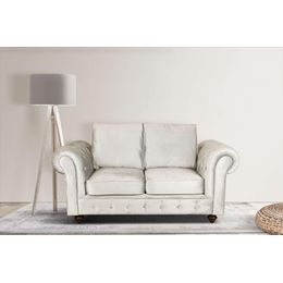 2-Sitzer Home Affaire, B:170cm H:90cm T:93cm, beige, 100% Polyester, Sofas, "MENDITTE", Knopfheftung im Armlehnbereich und an der Vorderkante, hohe