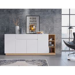 Kommode Inosign, B:207,8cm H:86,3cm T:40cm, braun, Spanplatte, Wohnzimmer, Sideboards, "Bristol", Breite ca. 208 cm