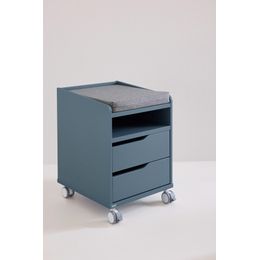 Container Paidi, B:43,3cm H:47,6cm T:60,5cm, blau, Spanplatte, Schränke, "Diego Rollcontainer", mit zwei Schubladen und Ablage als Sitzfläche geeignet