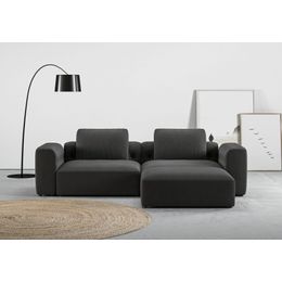 Ecksofa RAUM.ID, B:268cm H:62cm T:191cm, grau, 95% Polyester, 5% Nylon, Wohnzimmer, Sofas, "Cushid L-Form", Modulset, bestehend aus 3 Teilen