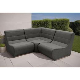 Sofa-Eckelement DOMO collection, B:106cm H:80cm T:106cm, grau, 100% solution dyed Acryl, Polsterelemente, "Soleil, pflegeleichter und wetterfester