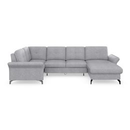 Wohnlandschaft Places of Style, B:326cm H:91cm T:188cm, silber, 100% Polyester, Sofas, "Calando U-Form", wahlweise mit Bettfunktion, Bettkasten und