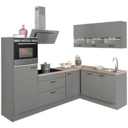Winkelk&uuml;che Optifit, B:265cm T:175cm, grau, Komplettk&uuml;chen-Sets, "Elga", Soft-Close-Funktion, h&ouml;henverstellbaren F&uuml;&szlig;en, Stellbreite 265 x 175cm