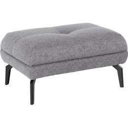 Hocker Andas, B:80cm H:42cm T:55cm, grau, Struktur grob (100% Polyester);Struktur weich (100% Polyester);100% NaturLEDER, Wohnzimmer, Hocker,