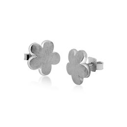 NENALINA Damen Paar Ohrstecker "Ohrstecker Blume Flower geb&uuml;rstet 925 Silber", onesize, ohne Stein, Silber 925 (Sterlingsilber), silber, Silber 925