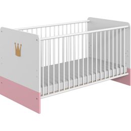 Babybett wimex, B:80cm H:85cm L:144cm, rosa, Spanplatte, Babybetten, "Cindy2", mit Schlupfsprossen