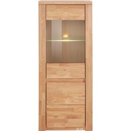 Vitrine Home Affaire, B:60cm H:145cm T:35cm, braun, Holz teilmassiv, Wohnzimmer, Schr&auml;nke, "Burani", grifflose Optik