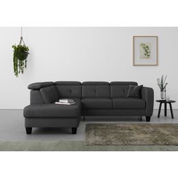 Sit & More Ecksofa SIT & MORE, B:249cm H:85cm T:195cm, grau, Wohnzimmer, Sofas, "Belluci L-Form", inklusive Federkern, wahlweise mit Bettfunktion und Bettkasten