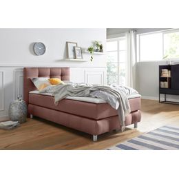Boxspringbett Home Affaire, B:104cm L:211cm, braun, Struktur (100% Polyester);Bezug der Spiegelfl&auml;che Matratzendrell aus 100% Polyester;Samtoptik