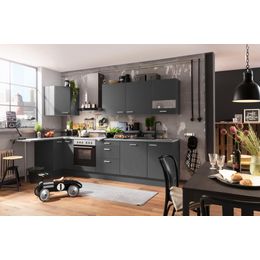 Unterschrank Optifit, B:60cm H:87cm T:58,4cm, grau, Holzwerkstoff, K&uuml;che, Schr&auml;nke, "Parma", Breite 60 cm