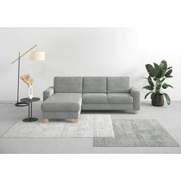 Ecksofa Home Affaire, B:249cm H:91cm T:164cm, silber, 100% Polyester, Wohnzimmer, Sofas, "Summer L-Form", mit Recamiere, mit oder ohne Bettfunktion