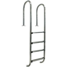 Poolleiter GRE, B:4,3cm H:183cm L:55cm, grau, Aluminium, Stahl, Leitern, "f&uuml;r Einbaubecken", 4 Stufen