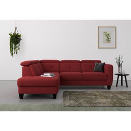 Sit & More Ecksofa SIT & MORE, B:249cm H:85cm T:195cm, rot, Wohnzimmer, Sofas, "Belluci L-Form", inklusive Federkern, wahlweise mit Bettfunktion und Bettkasten