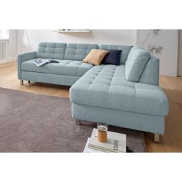 Sit & More Ecksofa SIT & MORE, B:233cm H:80cm T:196cm, blau, Struktur fein (100% Polyester), Wohnzimmer, Sofas, "Picasso L-Form", wahlweise mit Bettfunktion und
