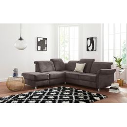 Sit & More Ecksofa SIT & MORE, B:249cm T:221cm, braun, Wohnzimmer, Sofas, "Darwin L-Form", inklusive Federkern, wahlweise mit Kopfteilverstellung, Bettfunktion