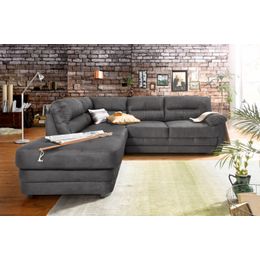 Ecksofa COTTA, B:250cm H:88cm T:234cm, grau, Luxus-Kunstleder, frei im Raum stellbar;Luxus-Microfaser (100% Polyester), frei im Raum