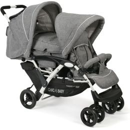 CHIC 4 BABY CHIC4BABY Kinder Geschwisterwagen "Duo, Melange grau", grau, Kinderwagen, mit feststellbaren Doppelschwenk-Vorderrädern