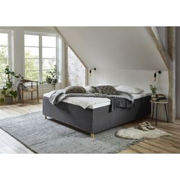 Boxbett Home Affaire, B:160cm L:200cm, grau, 100% Polypropylen, Komplettbetten, "Thorsby", Boxbett ohne Kopfteil, frei im Raum stellbar, für